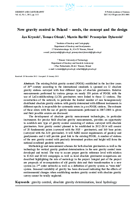 (PDF) New gravity control in Poland – needs, the concept and the design