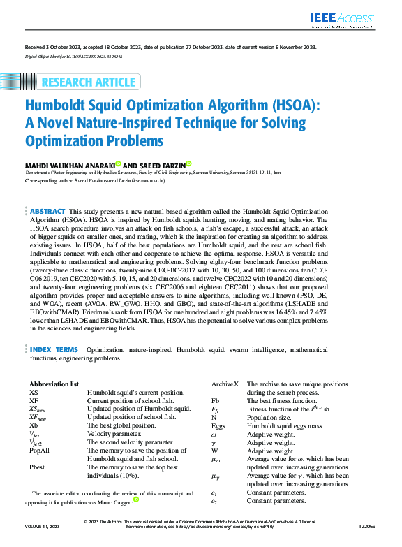 (PDF) Humboldt Squid Optimization Algorithm (HSOA): A Novel Nature-Inspired Technique for ...