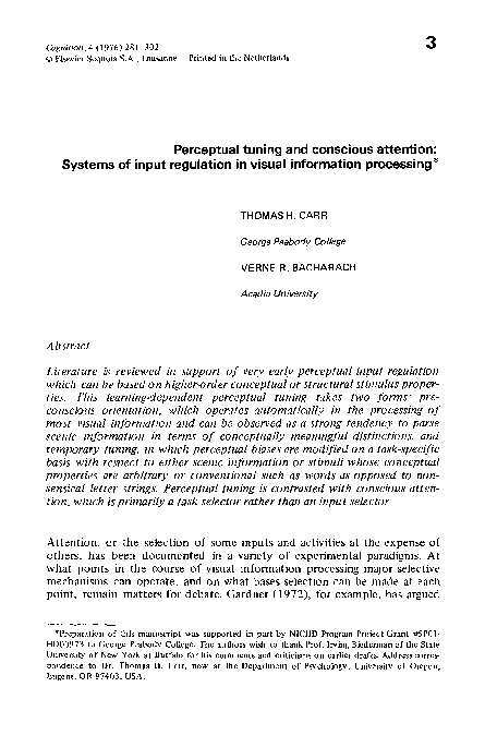 (PDF) Perceptual tuning and conscious attention: Systems of input regulation in visual ...