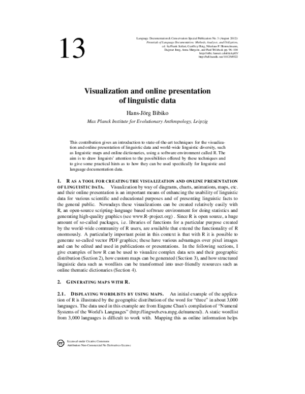 Pdf Visualization And Online Presentation Of Linguistic Data