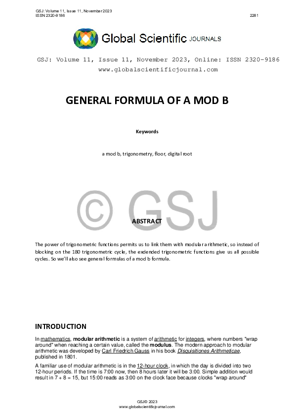 (PDF) GENERAL FORMULA OF A MOD B