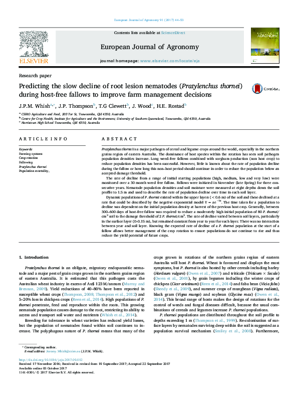 (PDF) Predicting the slow decline of root lesion nematodes ...