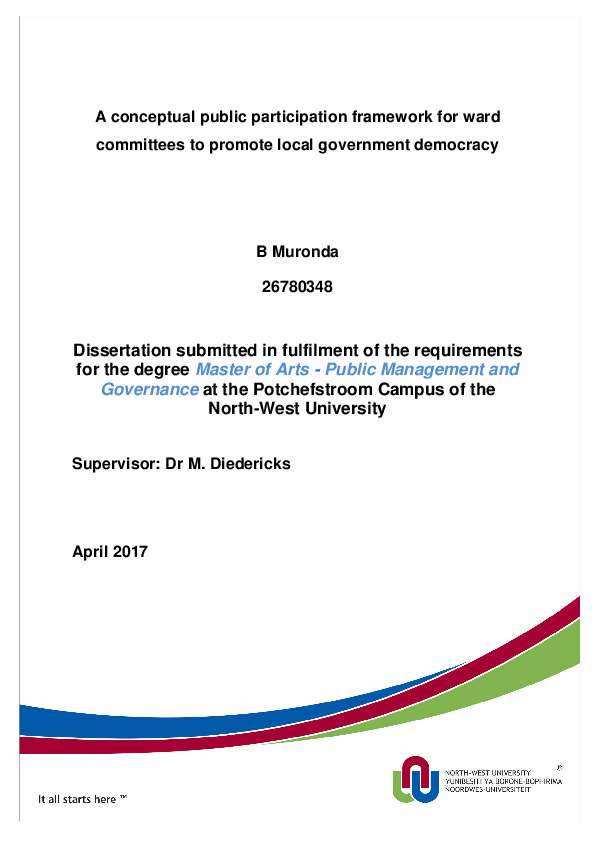 (PDF) A conceptual public participation framework for ward committees ...