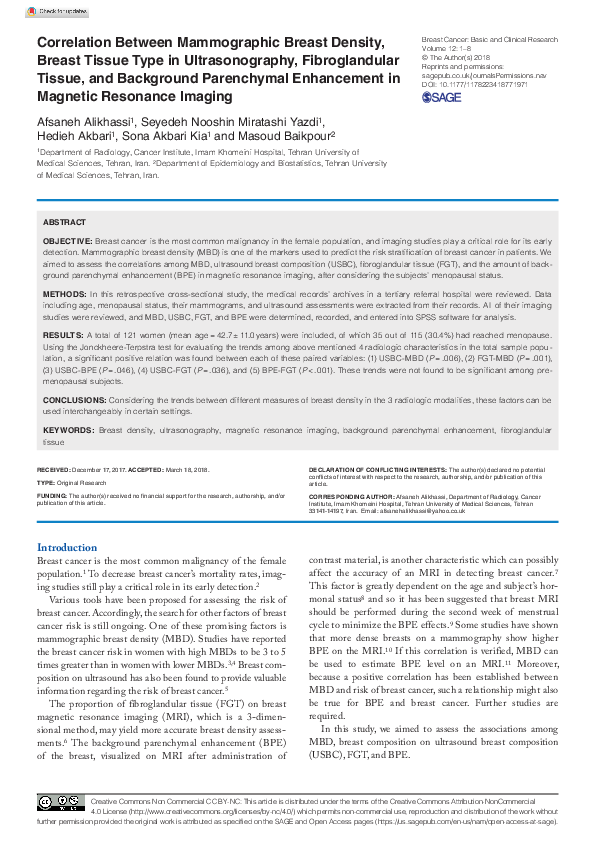 (PDF) Correlation Between Mammographic Breast Density and Reproductive ...
