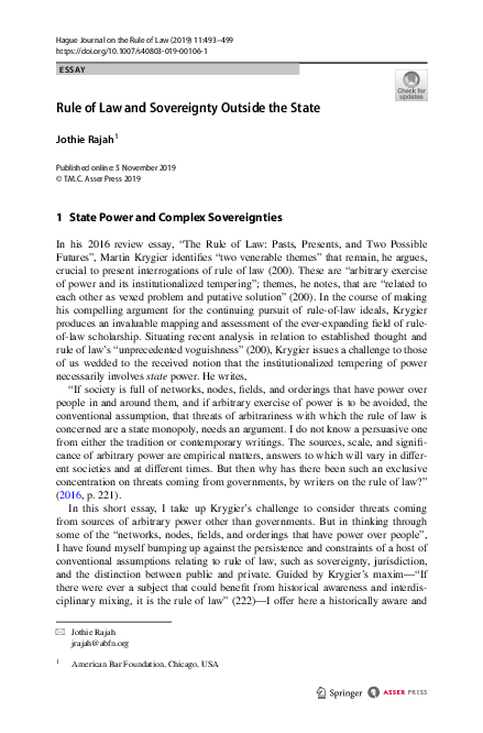 (PDF) Rule of Law and Sovereignty Outside the State