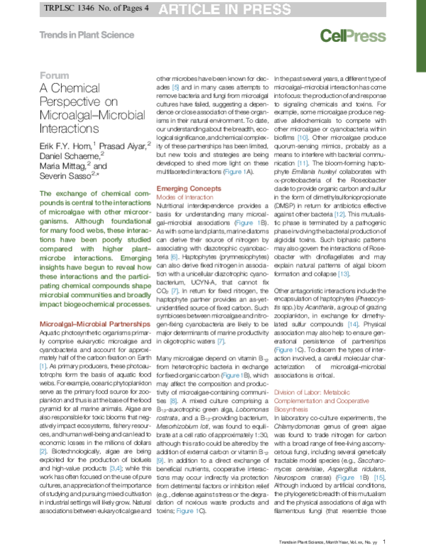 (PDF) A Chemical Perspective on Microalgal–Microbial Interactions