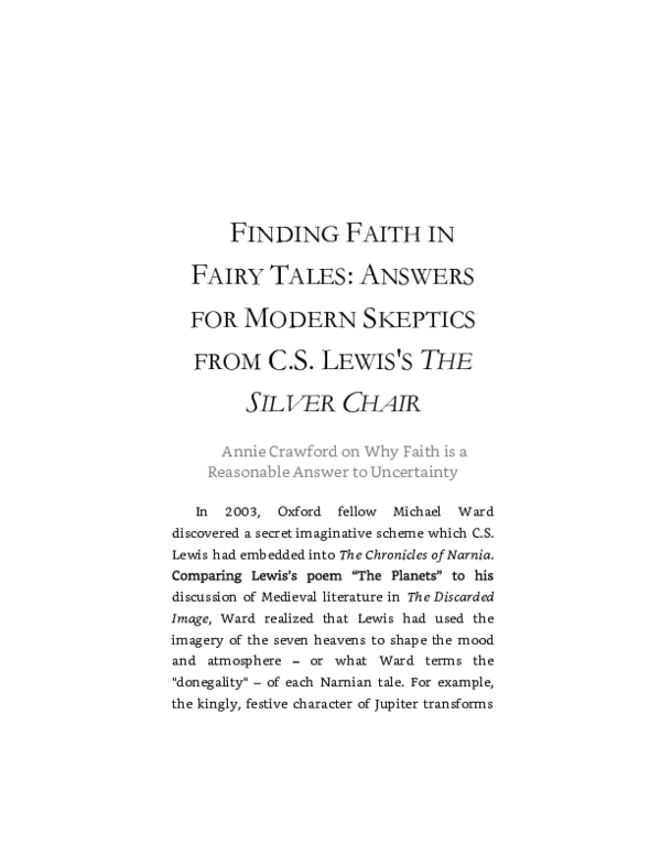 (PDF) Finding Faith in Fairy Tales: Answers for Modern Skeptics from C ...