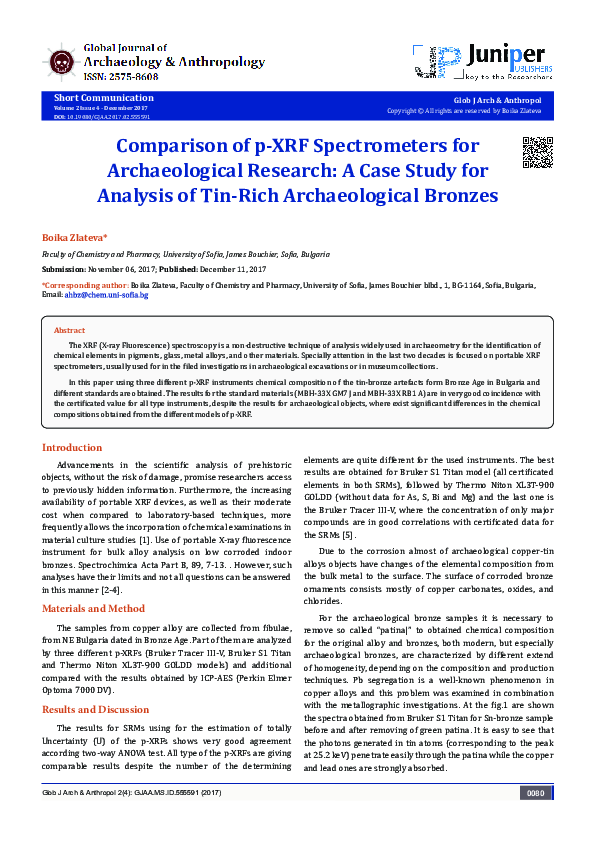 (PDF) Comparison of p-XRF Spectrometers for Archaeological Research: A ...
