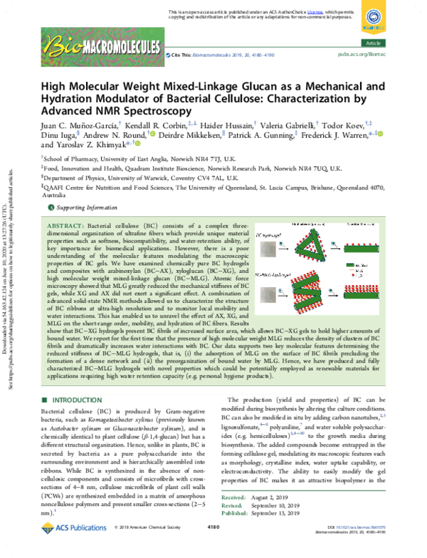 (PDF) High Molecular Weight Mixed-Linkage Glucan as a Mechanical and Hydration Modulator of ...