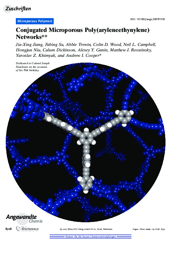 (PDF) Conjugated Microporous Poly(aryleneethynylene) Networks