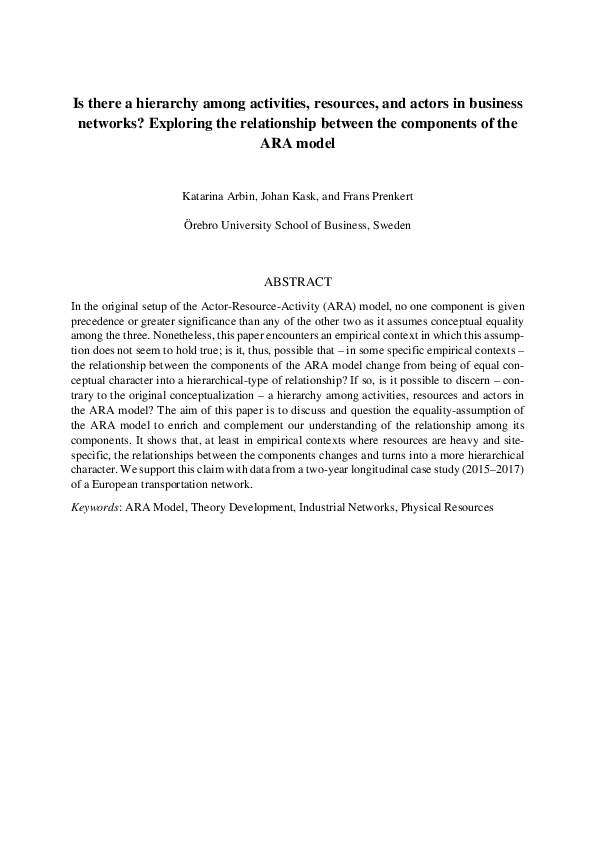 (PDF) Is there a Hierarchy among Activities, Resources, and Actors in ...