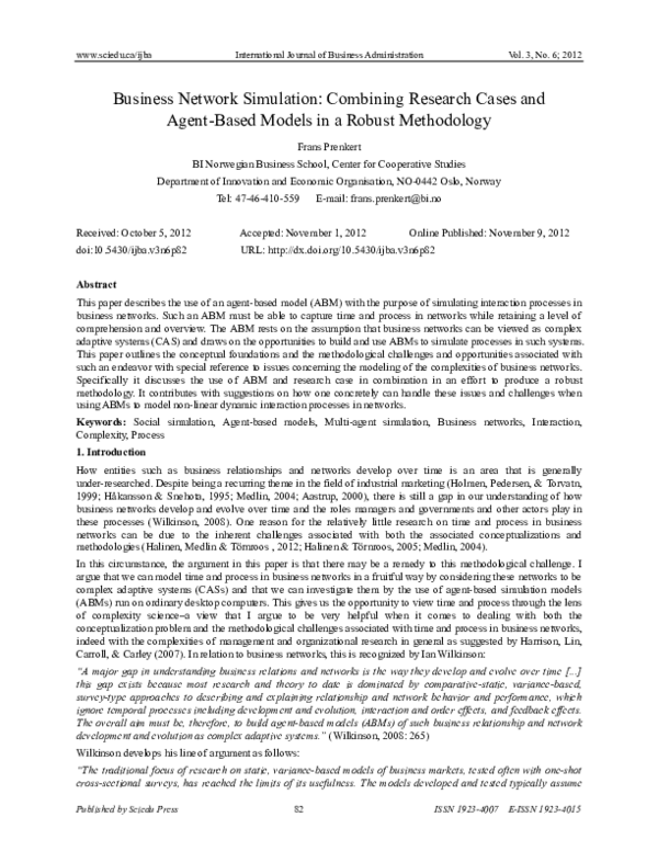 (PDF) Business Network Simulation: Combining Research Cases and Agent-Based Models in a Robust ...