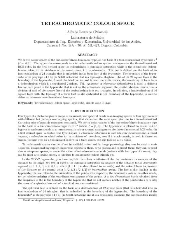 (PDF) Tetrachromatic colour space