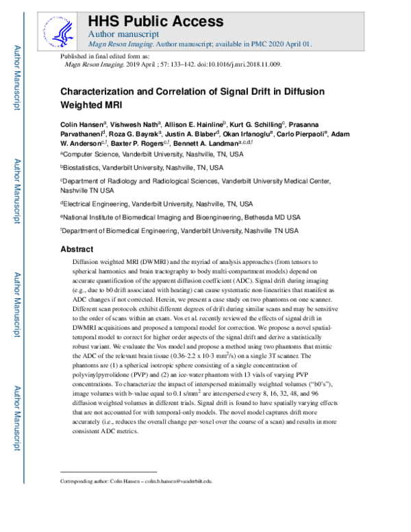 (PDF) Characterization and correlation of signal drift in diffusion ...