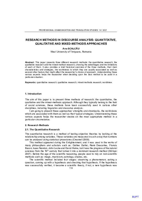 (PDF) Research Methods in Discourse Analysis: Quantitative, Qualitative and Mixed-Methods ...