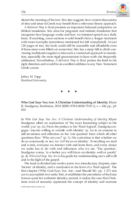 (PDF) Who God Says You Are: A Christian Understanding of Identity