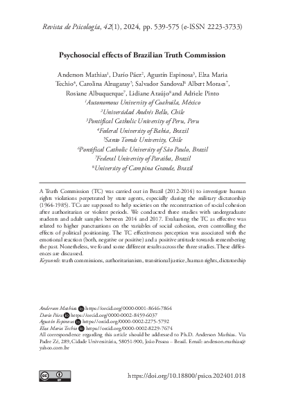 (PDF) Psychosocial effects of Brazilian Truth Commission