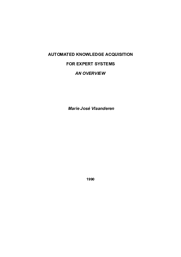 (PDF) Automated Knowledge Acquisition for Expert Systems: an overview