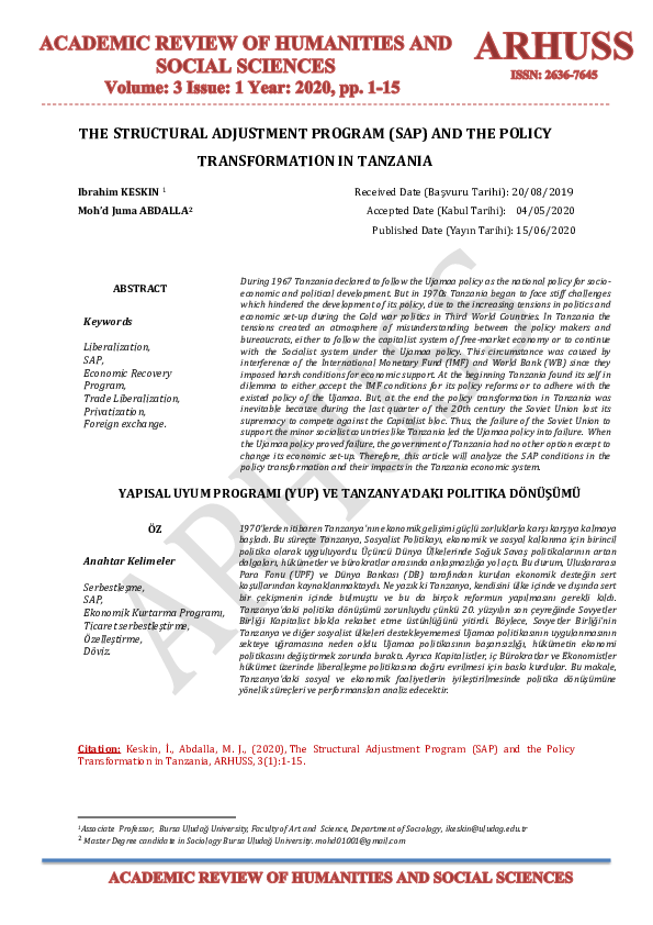 (PDF) The Structural Adjustment Program (Sap) and the Policy ...