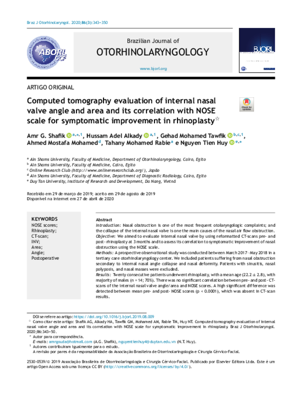 (PDF) Computed tomography evaluation of internal nasal valve angle and ...
