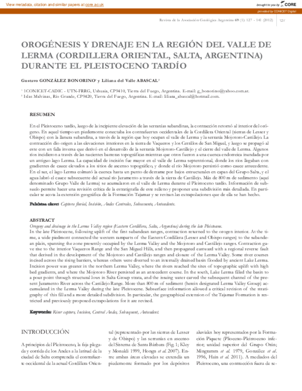 (PDF) Orogeny and drainage in the Lerma Valley region (Eastern ...