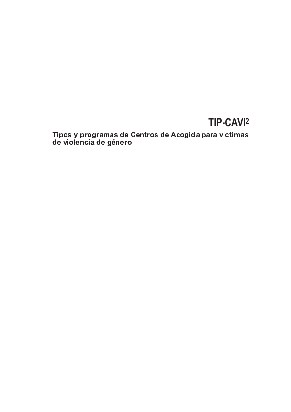 (PDF) TIP-CAVI 2. Tipos y programas de Centros de Acogida para víctimas ...