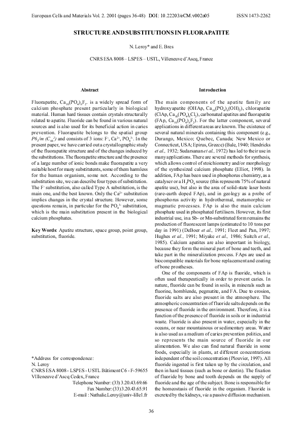(PDF) Structure and Substitutions in Fluorapatite