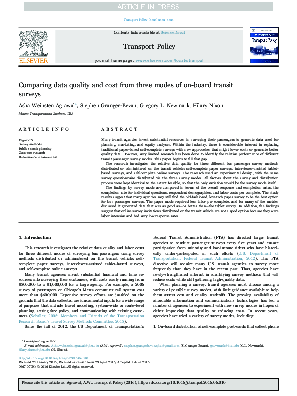 (PDF) Comparing Data Quality and Cost from Three Modes of On-Board ...