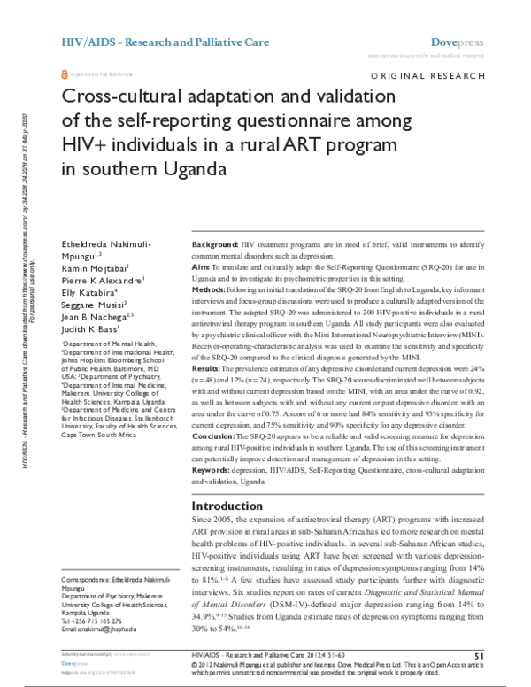 (PDF) Cross-cultural adaptation and validation of the self-reporting ...
