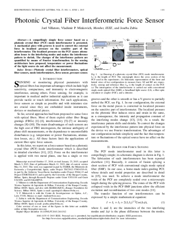 (PDF) Photonic Crystal Fiber Interferometric Force Sensor