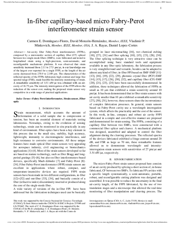 (PDF) In-Fiber Capillary-Based Micro Fabry-Perot Interferometer Strain Sensor | Vladimir ...