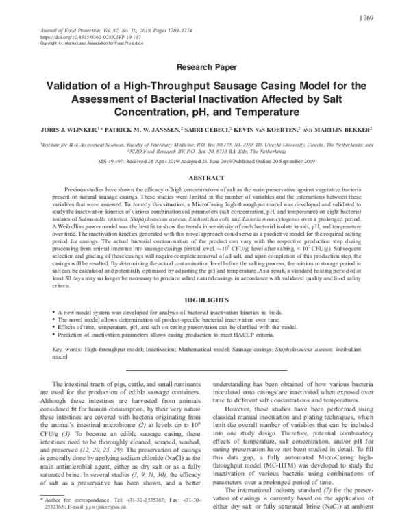 (PDF) Validation of a High-Throughput Sausage Casing Model for the ...