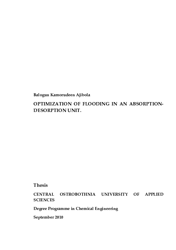 (PDF) Optimization of Flooding in an Absorption- Desorption Unit