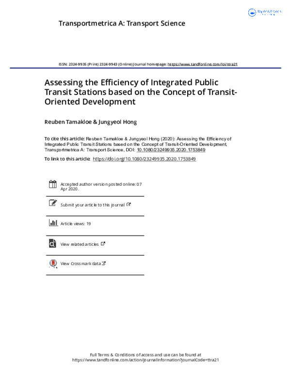 (PDF) Assessing the efficiency of integrated public transit stations ...