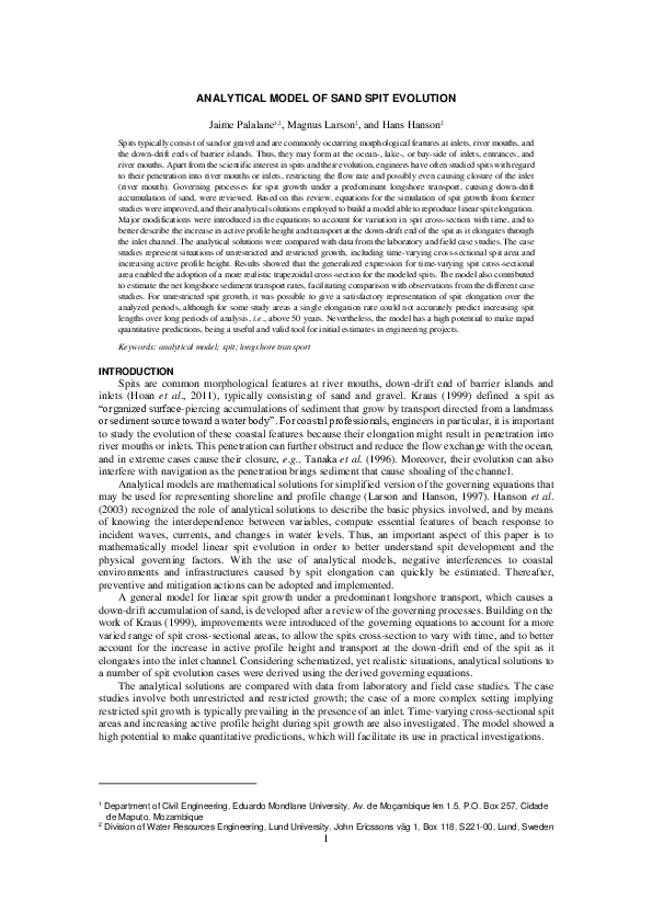 (PDF) Analytical Model of Sand Spit Evolution