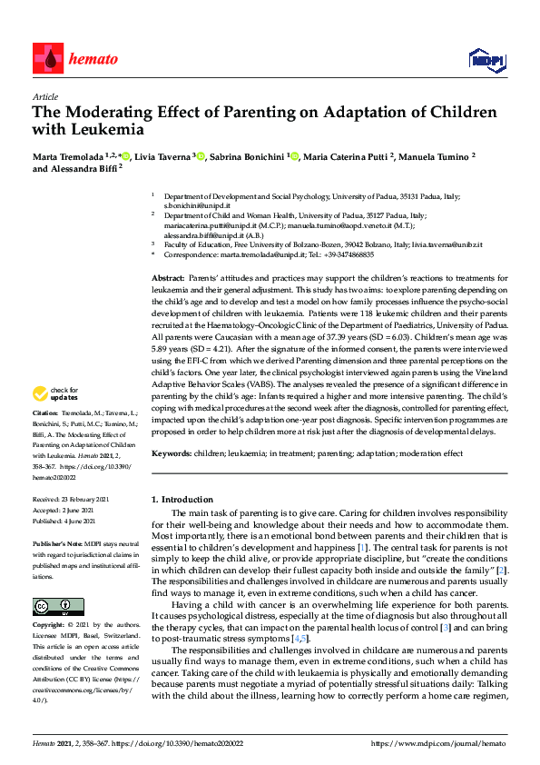 (PDF) The Moderating Effect of Parenting on Adaptation of Children with ...
