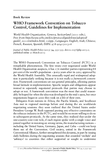 (PDF) WHO Framework Convention on Tobacco Control, Guidelines for ...
