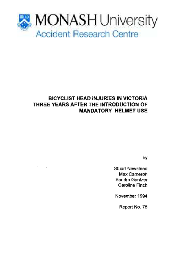 (PDF) Bicyclist Head Injuries in Victoria Three Years After the ...