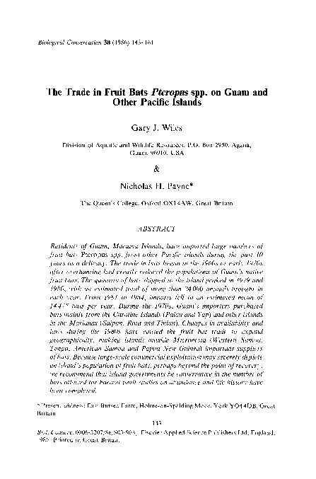 (PDF) The trade in fruit bats Pteropus spp. on Guam and other Pacific ...