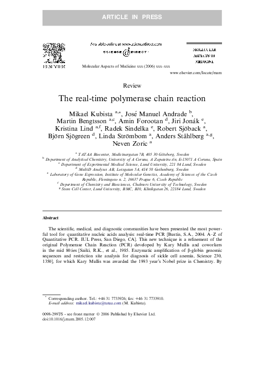 Pdf The Real Time Polymerase Chain Reaction