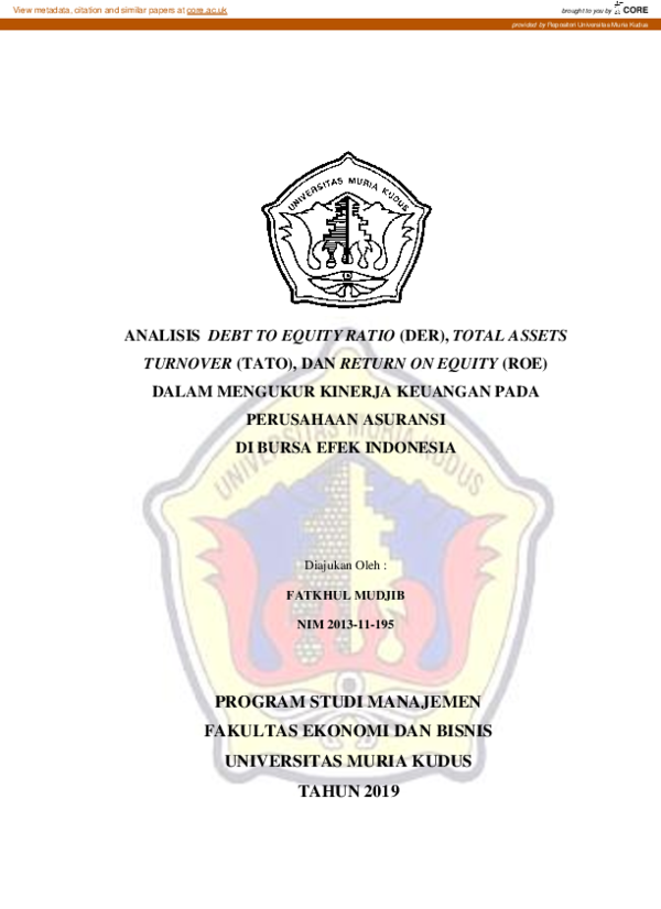 (PDF) Analisis Debt to Equity Ratio (Der), Total Assets Turnover (Tato ...