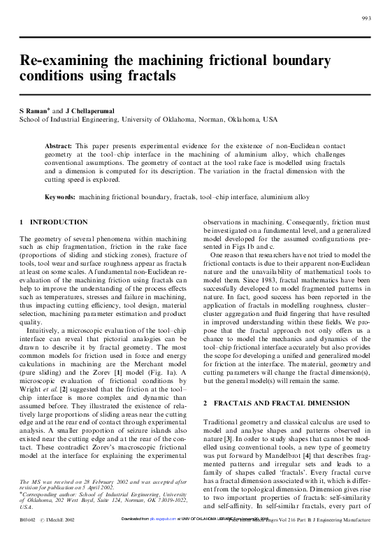 (PDF) Re-examining the machining frictional boundary conditions using fractals
