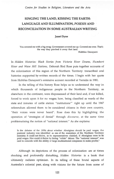 (PDF) Singing the Land, Kissing the Earth: Language and Illumination ...