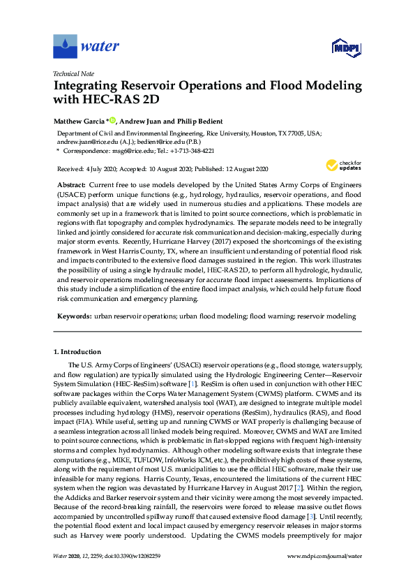 (PDF) Integrating Reservoir Operations and Flood Modeling with HEC-RAS 2D