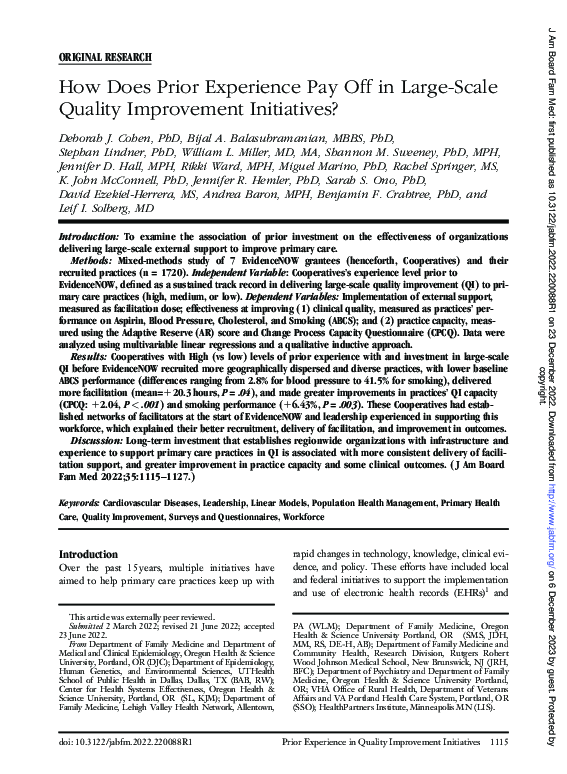 (PDF) How Does Prior Experience Pay Off in Large-Scale Quality ...