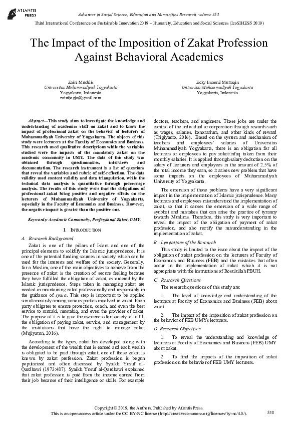 (PDF) The Impact of the Imposition of Zakat Profession Against Behavioral Academics