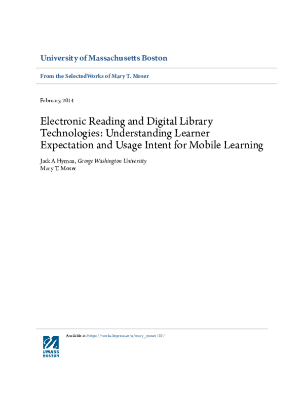(PDF) Electronic reading and digital library technologies: understanding learner expectation and ...