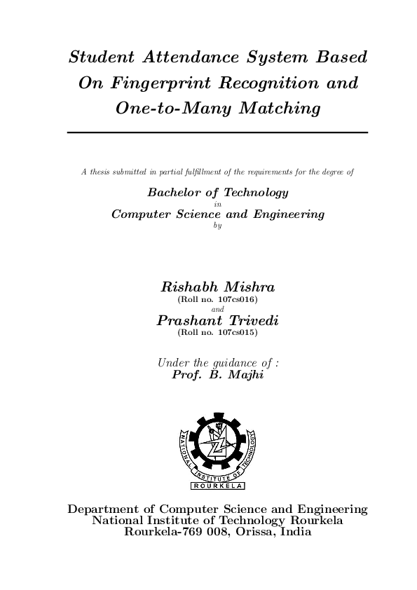 (PDF) Student Attendance System Based on Fingerprint Recognition and ...