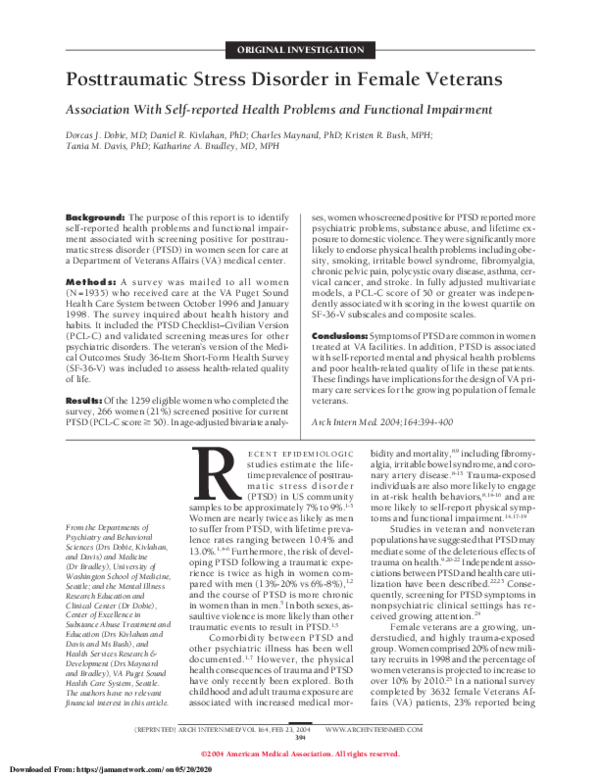 (PDF) Posttraumatic Stress Disorder in Female Veterans