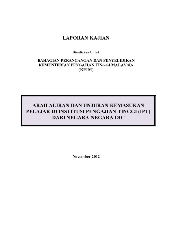 (DOC) Arah aliran dan unjuran kemasukan pelajar di institusi pengajian ...